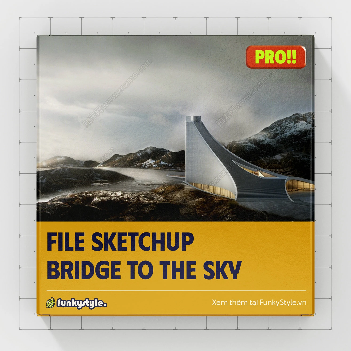 3D SKETCHUP_ Cầu đi đến bầu trời__ Cầu trên cao_Điểm nhấn